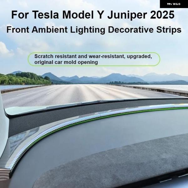 フロントガラス アンビエントライト 装飾 ストリップ テスラ モードY ジュニパー 2025 2026 インテリア トリム ストリップ ABS 車内アクセサリー カスタム パーツ アクセサリーHigh-concerned chemical:...