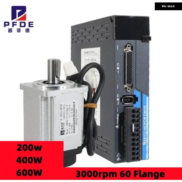 ACサーボモーター 200W 400W 600W ドライブキット 3000RPM 60フランジドライバー RS485 + 17ビット磁気エンコーダ + 3Mエンコーダ ケーブル カスタム パーツ アクセサリーHigh-concerned c...