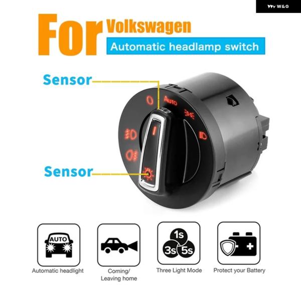 光センサー式 ヘッドライト スイッチ VW GTI ゴルフ MK5 MK6 パサート B6 CC トゥーラン キャディ ティグアン 5ND 941 431B 3C8 941 431A カスタム パーツ アクセサリーHigh-concerne...