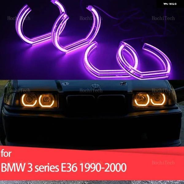 RGBマルチカラーアプリ コントロール LED ヘッドライト エンジェルアイズ リングランプ BMW 3シリーズE36 1990-2000 316I 318I 320I 323I 325I 328I カスタムパーツ アクセサリー 交換用部品...