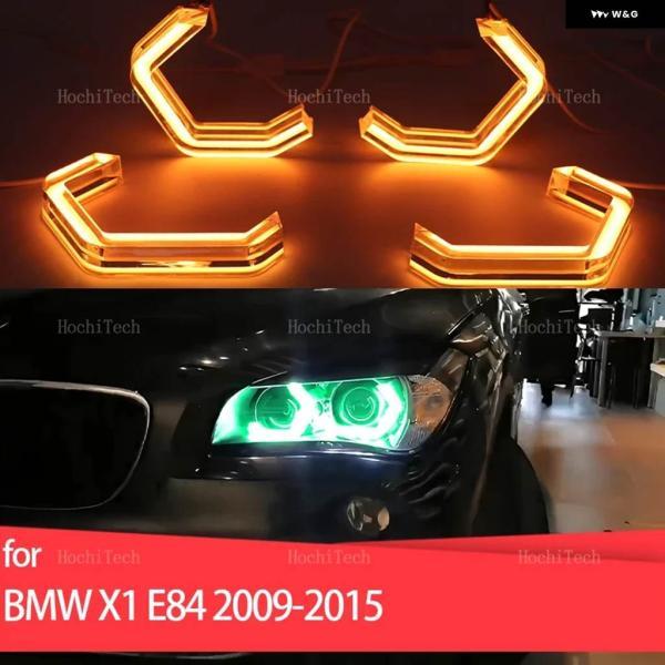 マルチカラー RGB リング M4 スタイル ライト LED エンジェルアイキット アプリ 制御 BMW X1 E84 2009-2015 キセノン ヘッドライト カスタムパーツ アクセサリー 交換用部品Hign-concerned Che...