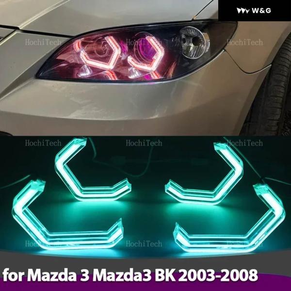 マルチカラー RGB リング M4 スタイル ライト LED エンジェルアイキット アプリ コントロール 付き マツダ 3 マツダ 3 BK セダン ハッチバック 2003-2008Hign-concerned Chemical:NoneC...