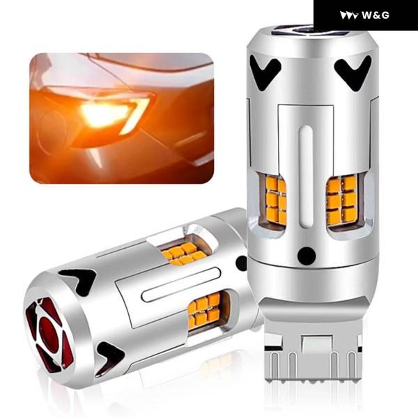 2X CANバス 7440 LED ハイパーフラッシュなし W21W T20 LED 24W 18SMD-3030 2015年以降 キャデラック エスカレード フロントウィンカー バルブ カスタムパーツ アクセサリー 交換用部品Hign-c...