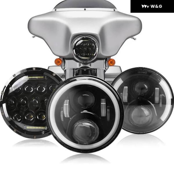 汎用 7インチ LED カー オートバイ バイク ヘッドライト H4 PHARE FAROL MOTO ヘッドランプ ヘッドライト ソフテイル カフェレーサー チョッパー ホンダ カスタムパーツ アクセサリー 交換用部品Hign-conce...