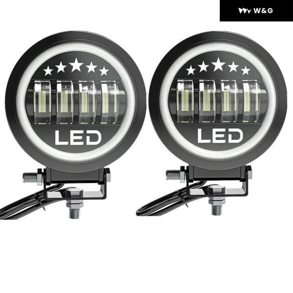 カーアクセサリー 4.5インチ ラウンドLED作業灯 40W DRL エンジェルアイ ホワイトハロー ヘッドライト オートバイ バイク 4X4 オフロード ジープ 車両 カスタムパーツ アクセサリー 交換用部品Degree:30Workin...