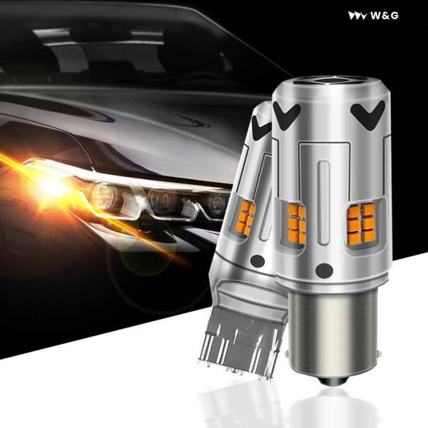 2X 車用 7440 LED ハイパーフラッシュなし アンバー イエロー 16-SMD CSP LED T20 W21W 1156 7507 BAU15S LED バルブ ウィンカーライト CANBUS カスタムパーツ アクセサリー 交換用...