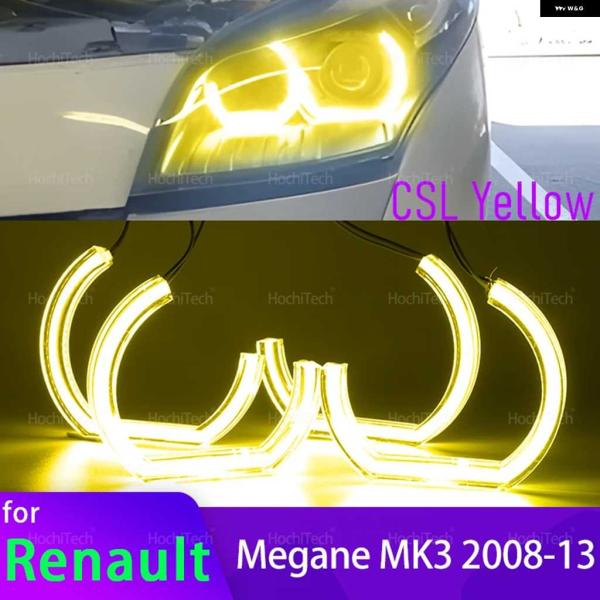 ルノー メガーヌ MK3 GTライン 2008 09 10 2011 2012 2013 CS CSL スタイル レモンイエロー DRL エンジェルアイズ ライト デイタイム ランニングライト カスタム パーツ アクセサリーHign-con...