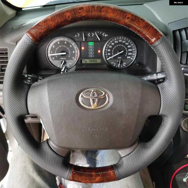 ハンドステッチレザーピーチウッドカラーカー ステアリングホイール カバー トヨタ ランドクルーザー LC 2008-2015 タンドラ 2007-2013 カスタム パーツ アクセサリーHign-concerned Chemical:Non...