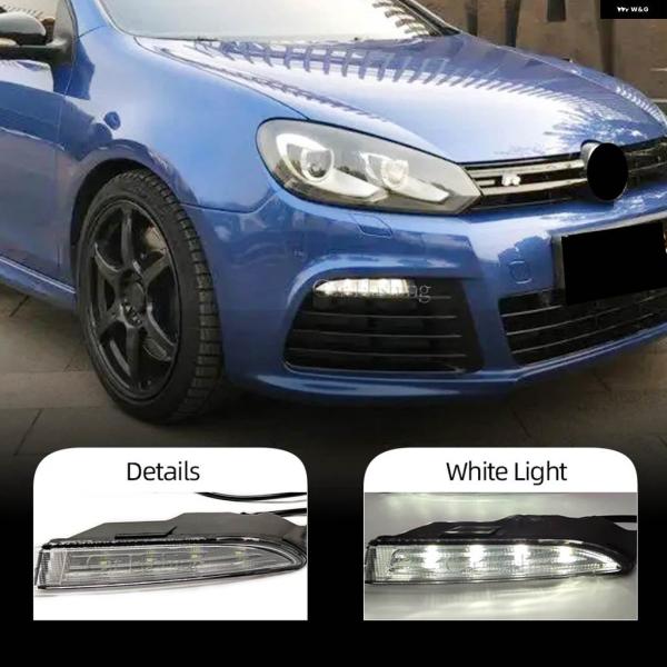 VW ゴルフ 6 MK6 R20 2009-13 カー スタイリング 車用 LED フロント バンパー ライト DRL デイタイム ランニングライト フォグランプ カスタム パーツ アクセサリーSpecial Features:LED DR...