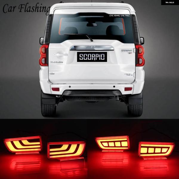 点滅2PCS多機能LED リフレクター ランプリア フォグランプ リア バンパー ライト ブレーキライト MAHINDRA SCORPIO 2018 2019 カスタム パーツ アクセサリーSpecial Features:LED Tail...