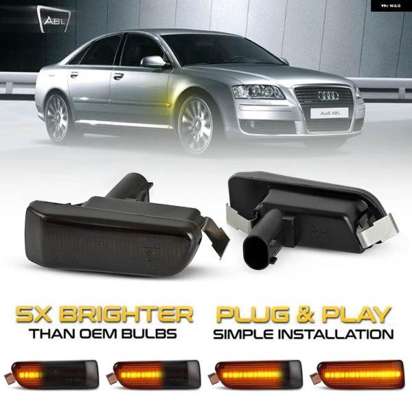 2個 LED ダイナミック サイド マーカーライト ウィンカーランプ アウディ A8 A8L S8 4E D3 MK2 クワトロ 2003-2009 アンバー CANバス 4E0949127/8 カスタム パーツ アクセサリーFor Veh...