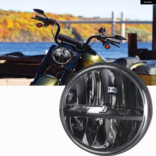 7インチ ラウンドLED 7インチ プロジェクション ヘッドライト 2012-2016 ハーレー FLD ダビッドソン ツーリングロッド ファットボーイ ヘリテージ ソフテイル スリム デラックス カスタム パーツ アクセサリーHigh-c...