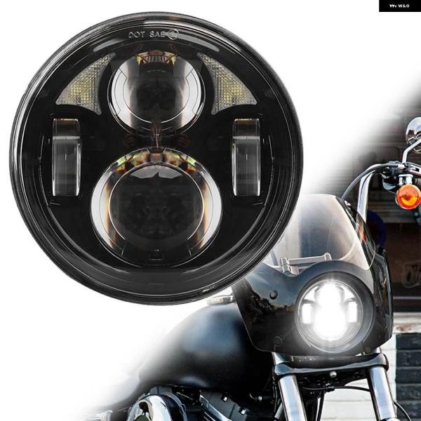 ブラック 5.75インチ オートバイ ヘッドライト トライアンフ ROCKET III 3速トリプル STREET TRIPLE 5-3/4インチ DRL ヘッドランプ ハーレー ヤマハ カスタム パーツ アクセサリーHigh-concer...