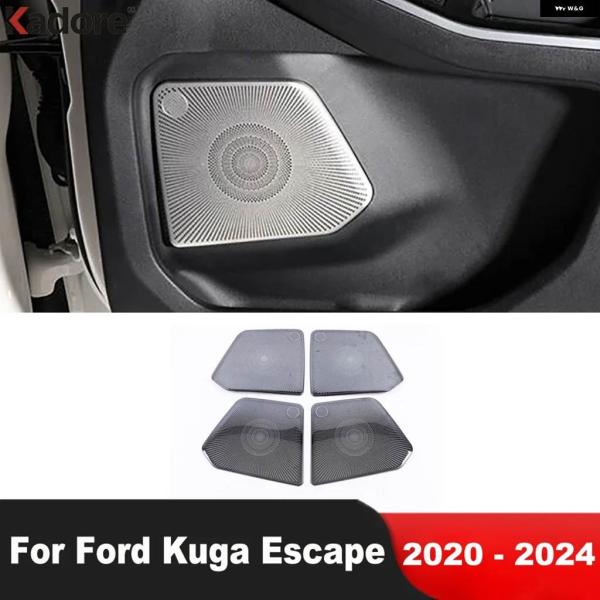 車用インナードア オーディオ スピーカー カバー トリム FORD KUGA ESCAPE 2020-2022 2023 2024 ステンレス スピーカー フレーム アクセサリー カスタム パーツ アクセサリーHigh-concerned ...