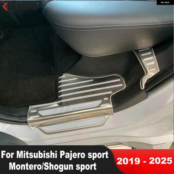 三菱 パジェロ / モンテロ /ショーグン スポーツ 2019-2023 2024 2025 ドアシル スカッフプレート ガードカバー トリム パッド アクセサリー カスタム パーツ アクセサリーHigh-concerned chemica...