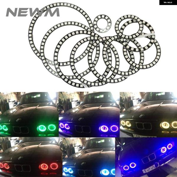 RGB 60MM 66MM 72MM 75MM 80MM 90MM 100MM 120MM 125MM フルサークル ハローリング 交換可能 5050 RGB LEDリング 車 装飾 カスタム パーツ アクセサリーHigh-concerne...