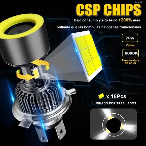 1PC オートバイ ライト H4 一体型ハイロービーム モトランプカスタム 電気自動車 LED ランプビーズ 12V 24V カスタム パーツ アクセサリーHigh-concerned chemical:NoneLumens:4500LMC...