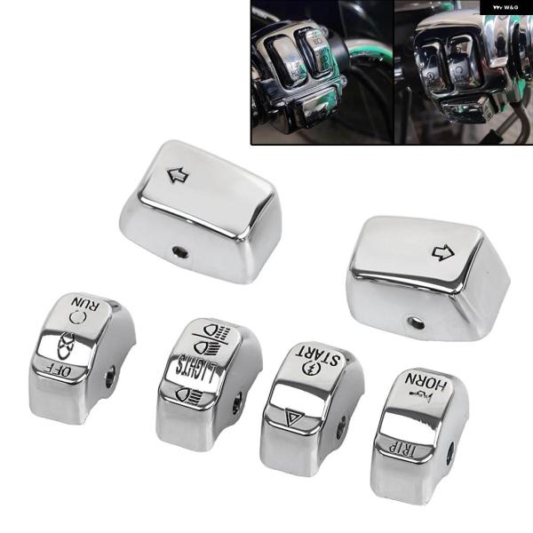 6個クローム オートバイ ハンド コントロール スイッチ ハウジング ボタン キャップ ハーレー ダイナ ローライダー FXDL ワイドグライド FXDWG ソフテイル FLSTN カスタム パーツ アクセサリーHigh-concerned...