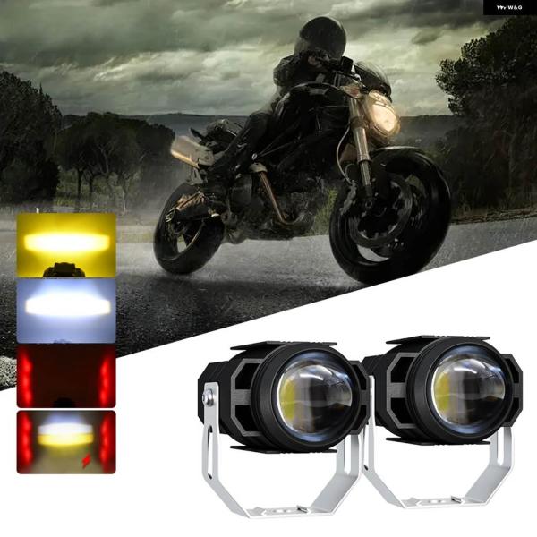 2ダブル超高輝度 オートバイ LED ヘッドライト 3色 小型キャノンレンズ LEDスポットライト 6000K 3000K 1000K アウター車用ライト カスタム パーツ アクセサリーHigh-concerned chemical:Non...