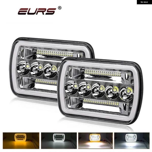 車用 LED 作業灯 ヘッドライト 5X7 絞り付き エンジェルアイ デュアルカラー ハイロービームランプ ジープ ラングラー オフロード トラック DRL ランプ カスタム パーツ アクセサリーHigh-concerned chemica...