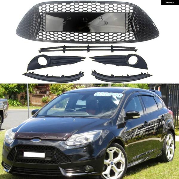フロント バンパー グリル 上部アンダー グリル キドニー ラジエーター フォグライト フレーム フォード フォーカス ST MK3 2012 2013 2014に適合 カスタム パーツ アクセサリーHigh-concerned chemi...