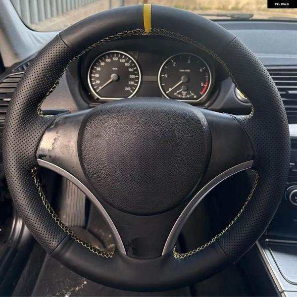 滑り止めレザーステアリングホイール編み込みカーステアリングホイールカバー BMW X1 E84 E87 E81 E82 E88 E90 E91 E92 E93 カー カスタム パーツ アクセサリーHigh-concerned chemica...