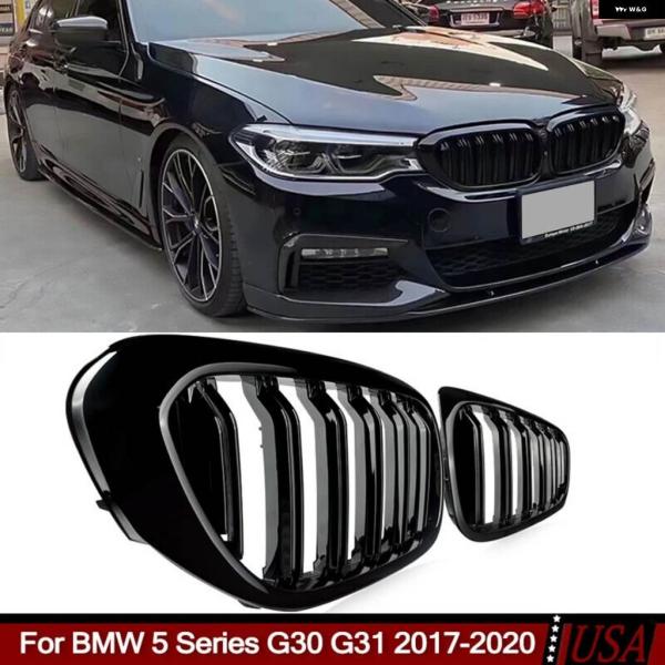 BMW 5シリーズ G30 G31 520I 530I 540I M5 2017-2020 ダブルスラットキドニー グリル フロント バンパー レーシング グリル カスタム パーツ アクセサリーHigh-concerned chemical...