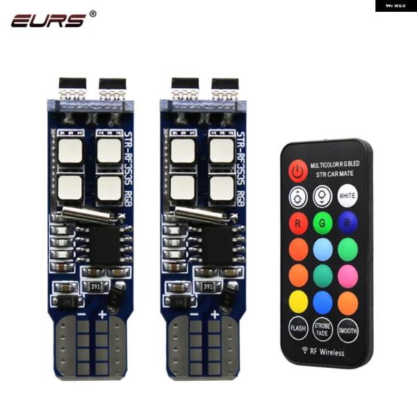 EURS RGB T10 W5W 10 SMD カラフル 車用 LED クリアランスライト マーカーランプ ポジションライト リモコン 12V ムードランプ カスタム パーツ アクセサリーHigh-concerned chemical:No...