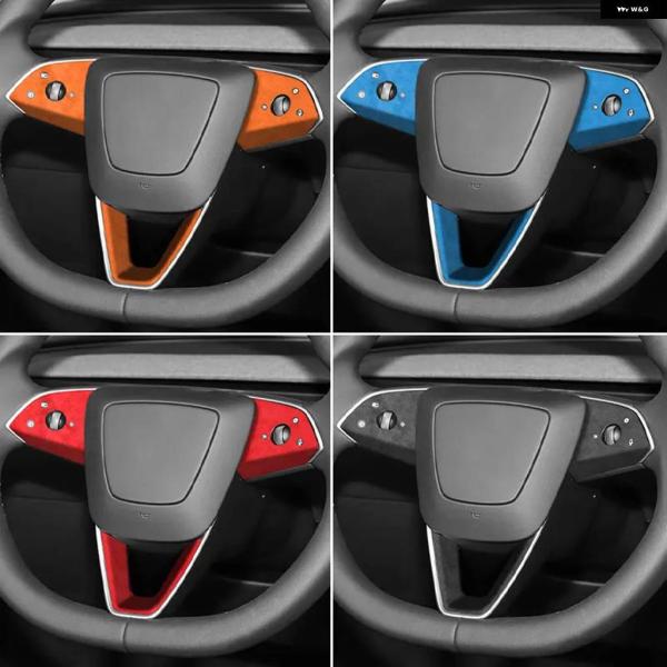 アルカンターラ製 テスラ モデル3 2024-/モデルY 2025- ステアリングホイール トリム フレーム ステッカー 車内チューニング カスタム パーツ アクセサリーHigh-concerned chemical:NoneSticker...