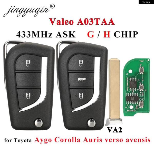 VA2 フリップリモートカーキーフォブ 433MHZ H-8A トヨタ アイゴ カローラ オーリス /Gチップ ヴァーソ アベンシス S000048000 A03TAA カスタム パーツ アクセサリーHigh-concerned chemi...