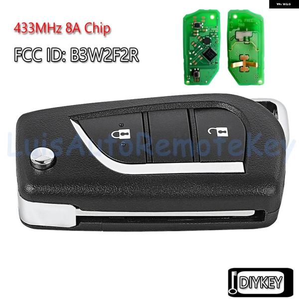 2 ボタン OEM コントロール ボードフリップリモートカーキーフォブ433MHZ 8Aチップ トヨタ アイゴアベンシスヤリス2019 +FCC ID: B3W2F2R カスタム パーツ アクセサリーHigh-concerned chemi...