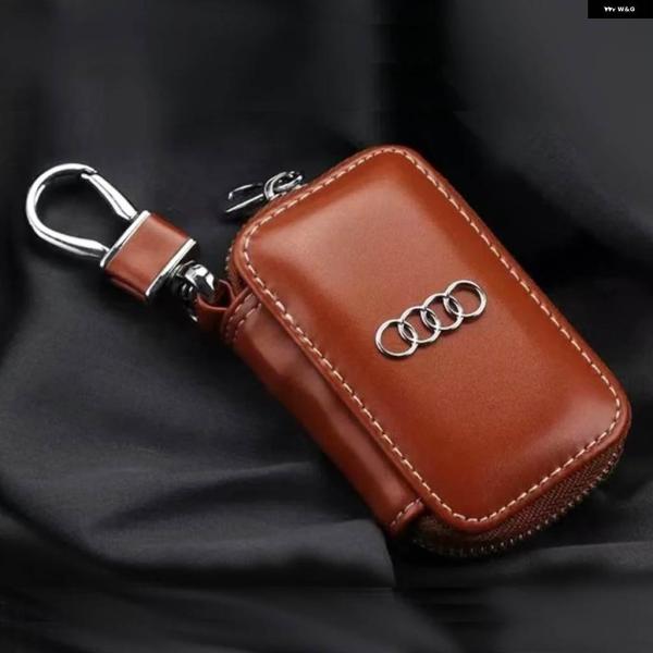 1個 レザー製カーリモートキーカバー キー チェーン ケース バッグ プロテクター アウディ Sライン A3 A4 A5 A6 A7 A8 TT Q3 Q5 Q7 A1 B5 B9 8P C6 C5 C7 カスタム パーツ アクセサリーHi...