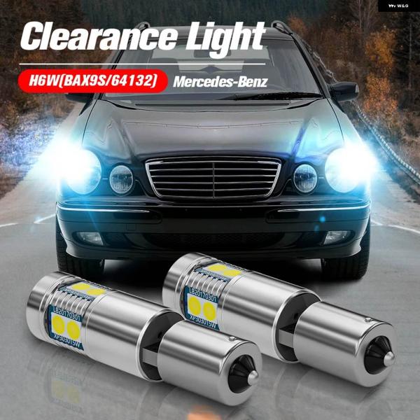 2個 LED クリアランスライト パーキング ランプ バルブ H6W BAX9S 64132 CANBUS メルセデス ベンツ CLK クラス C208 A208 E クラス W210 S210 カスタム パーツ アクセサリーHigh-co...