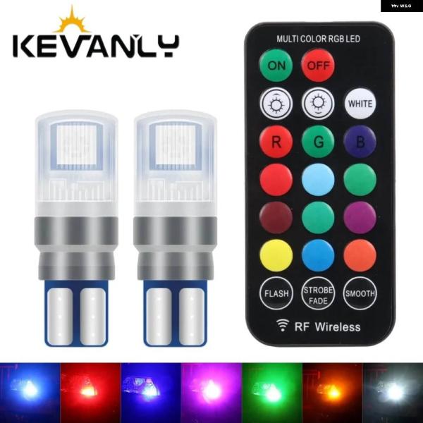 リモコン RGB T10 W5W LED 2個 194 168 W5W LED 電球 車用ドーム読書灯 ウェッジランプ クリアランスライト カスタム パーツ アクセサリーHigh-concerned chemical:NoneFor Veh...