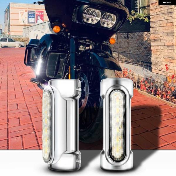 クローム/ブラック オートバイ バイク バーライト ウィンカーランプ ホワイト アンバー LED クラッシュ バー ハーレー ダビッドソン ツーリング オートバイ バイク カスタム パーツ アクセサリーItem Type:Turn Sign...