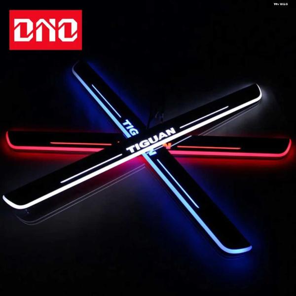 トリム ペダル LED カーライト ドアシル スカッフプレート パスウェイ ダイナミックウェルカムランプ フォルクスワーゲン VW ティグアン 2016 2017 2018 カスタム パーツ アクセサリーHign-concerned Che...