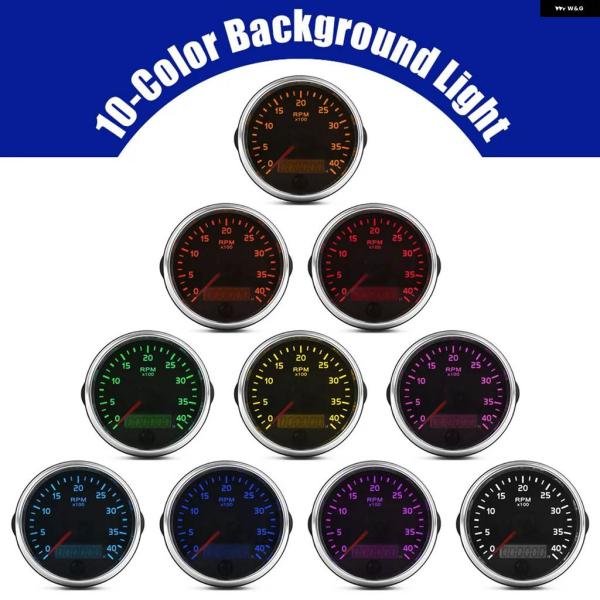 ディーゼルタコメーター 85MM 0-4000 RPMゲージ 10色バックライトタコメーター LCDアワーメーター 車 ボート オートバイ バイク カスタム パーツ アクセサリーHign-concerned Chemical:NoneNum...
