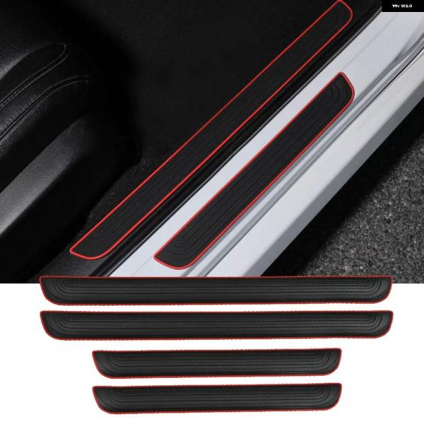 4個ゴム製 車ドアシルスカッフカバー ブラック ドア パネル ガード プロテクター トリム 傷防止 外装 パーツ 車 装飾 アクセサリー カスタム パーツ アクセサリーModel Name:2 Front Car Door Guards a...