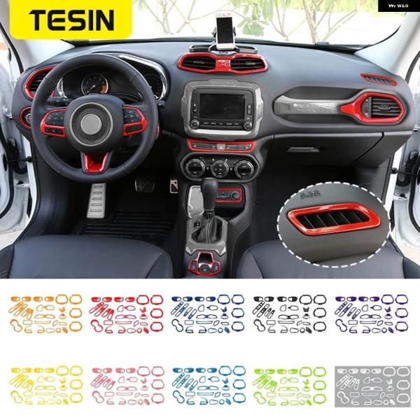 12PCS ABS レッドカー インテリア 装飾 カバー ステッカー ステッカー ジープ レネゲード 2016 - 22 アクセサリー カスタム パーツ アクセサリーHigh-concerned chemical:NoneSticker P...