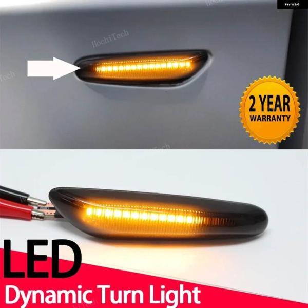 2ピース ダイナミック LED ウインカー サイドマーカーランプ BMW 1 3 5 SERIE E46 E60 E61 E81 E82 E87 E88 E90 E91 E92 E93 E84 E83 E53 カスタム パーツ アクセサリー...