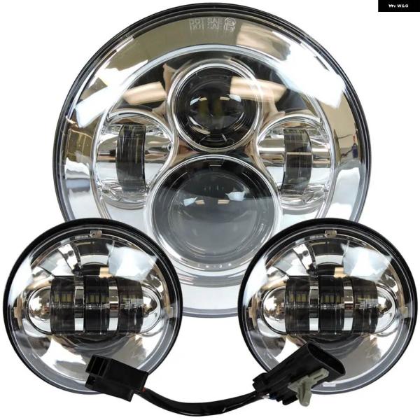 7インチクローム LED プロジェクター ヘッドライト 4.5インチフォグパッシングライトモーター ロードキング ソフテイル エレクトラグライド ナイトトレインバッドボーイ カスタム パーツ アクセサリーHigh-concerned che...