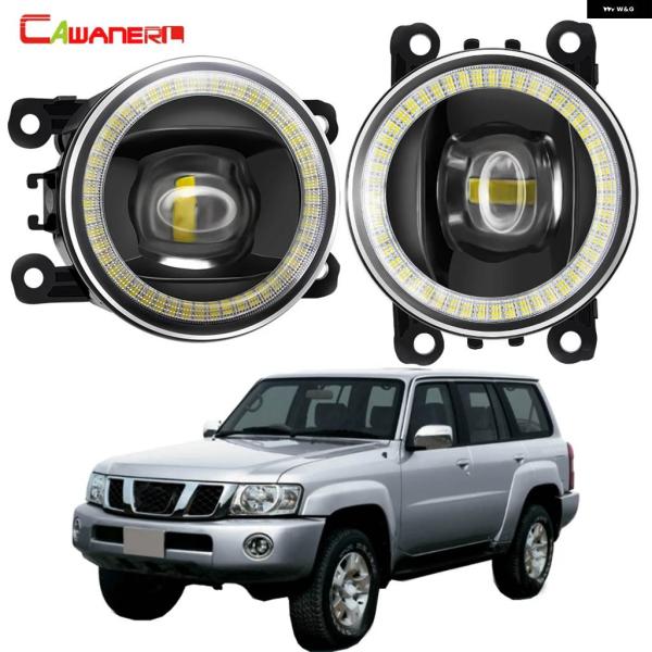40W LED フォグライト アセンブリ 日産 サファリパトロール Y61 フェイスリフト 2005-2009 エンジェルアイ DRL フォグ デイタイム ランニングランプ 12V カスタム パーツ アクセサリーHigh-concerned...