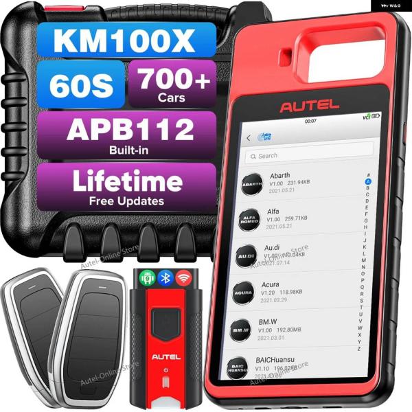 AUTEL MAXIIM KM100 キー生成キット 高速キー生成ツール トランスポンダー 読み取り/書き込み/クローニング キー再生成ツール カスタム パーツ アクセサリーCommunication Interface:OBD-II,Bl...