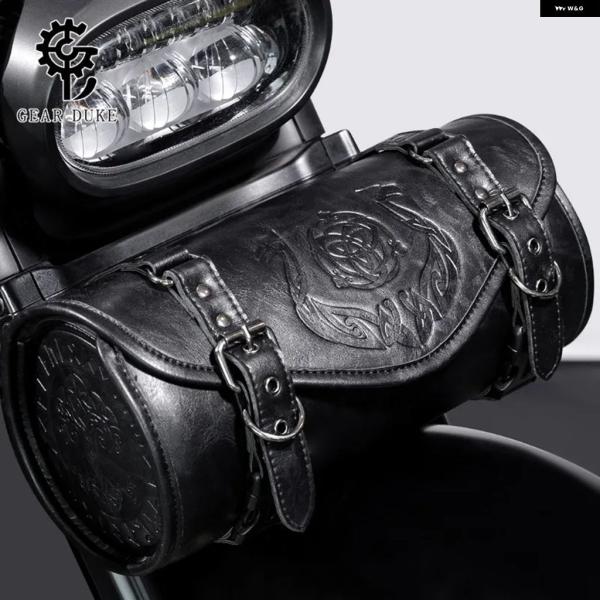 Vintage Motorcycle Tool Bag Roll Storage Pouch Universal for Harley Chopper Bobber Cruiser Retro Front Fork Handlebar Sa...