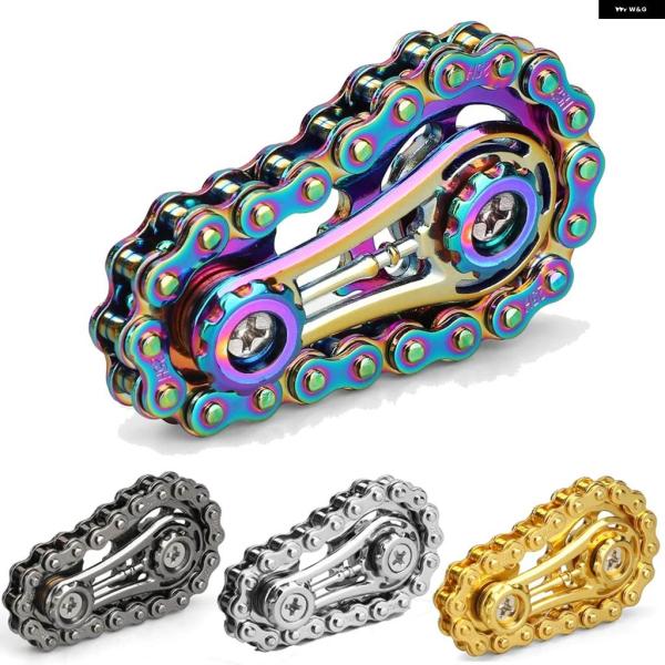 チェーン ギア フィジェット スピナー ジャイロスコープ フィンガーチップ スプロケット ハンドスピナー チェーン ギア メタル スピニングトップ ホイール ギア チェーン ジャイロスコープ カスタム パーツ アクセサリーHigh-conc...