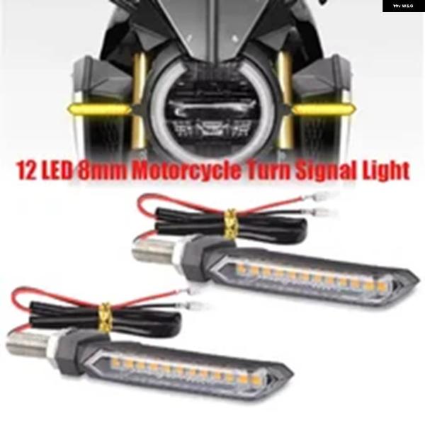 12 LED 8MM オートバイ ウィンカーライト アンバー フローティング インジケーター フラッシャー ブリンカーライト ホンダ ヤマハ カワサキ 12V カスタム パーツ アクセサリーBattery Included:NoHigh-c...