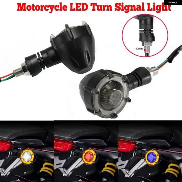 4個 オートバイ ウィンカー LED ライト シーケンシャル フローティング フラッシュ インジケーター ランプ 12V レトロ デュアルカラー 回転 LED ウィンカーライト カスタム パーツ アクセサリーBattery Included...