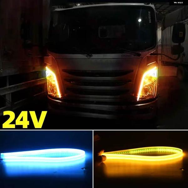 24V トラック デイタイム ランニングライト LED ウィンカーライト 流れるイエローライト スタートダイナミックスキャン DRL 防水 トラック ヘッドライト カスタム パーツ アクセサリーHigh-concerned chemical...