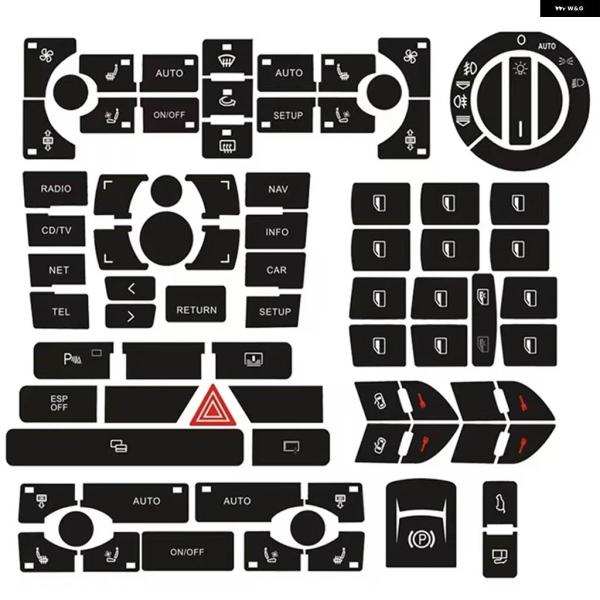 アウディ A8 D3用 インテリア ステッカー セントラル コントロール パネル トリム ボタン リペア デカール アウディ A8L 4E用 ウィンドウスイッチモールディング カスタム パーツ アクセサリーHigh-concerned ch...