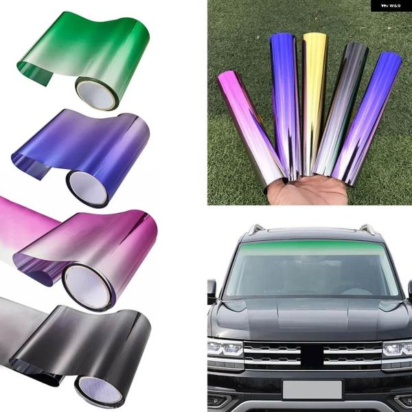 車用サンバイザーストリップ ティントフィルム フロントガラス 日よけ UVカット ステッカー DIY フィルム グラデーション カラフル カー ステッカー カスタム パーツ アクセサリーProduct application scenari...